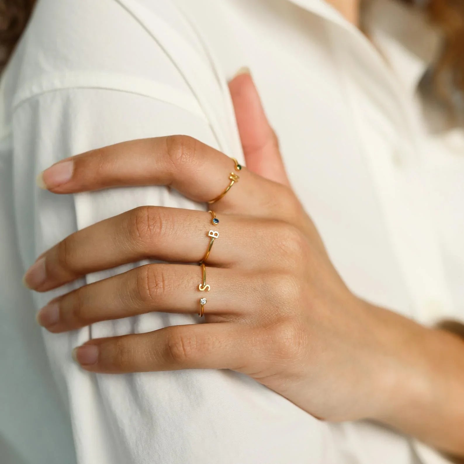 Eunice - Letter Birthstone Rings – Laura & Rosewood - United States